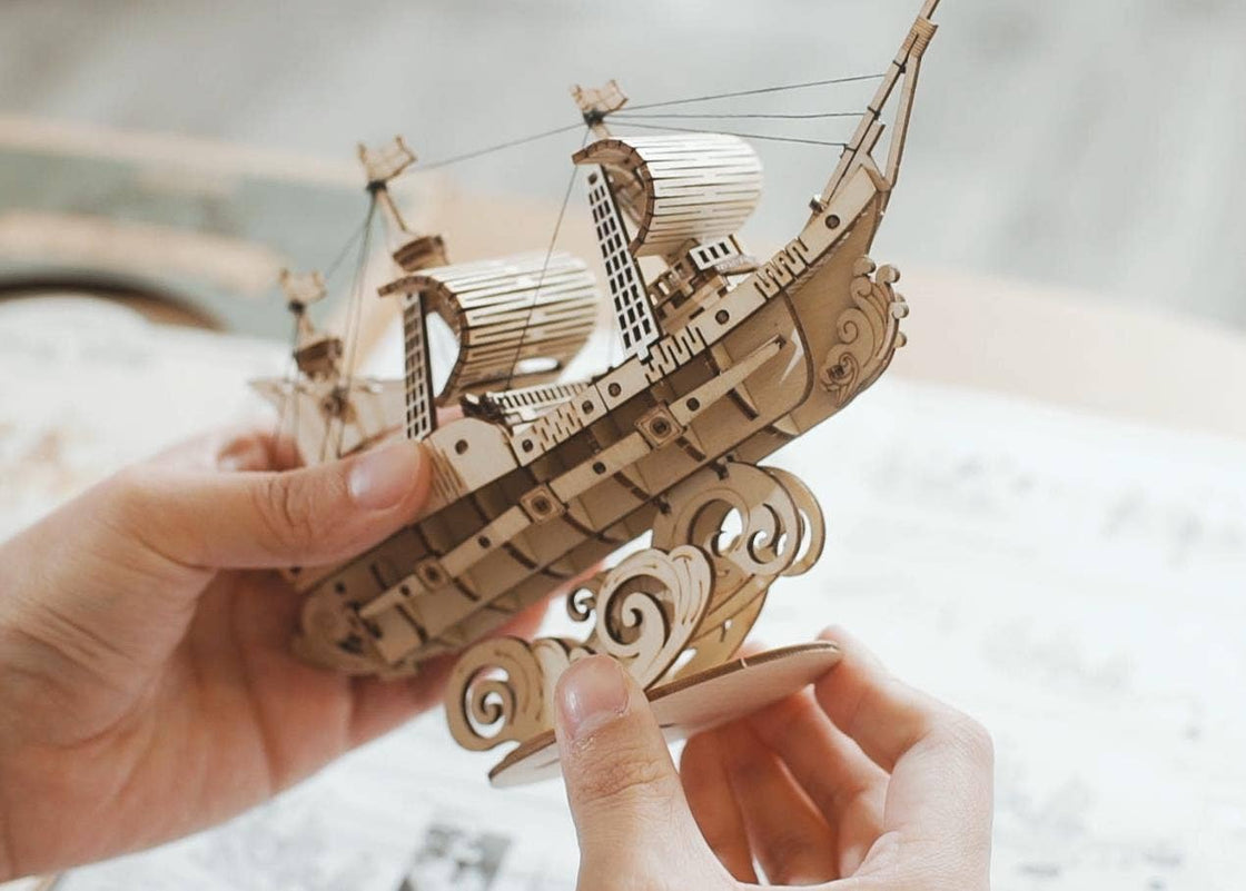 Sailing Ship 3D Wooden Puzzle DIY Complete Kit | Baby Feathers Gift Shop